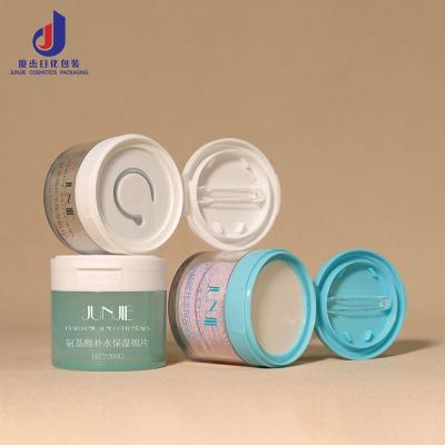 China Wholesale 8oz PET Plastic Round Cosmetic Cream Scrub Jars Large Capacity 250g 500g Empty Facial Toner Pad Jar with Tweezers for sale