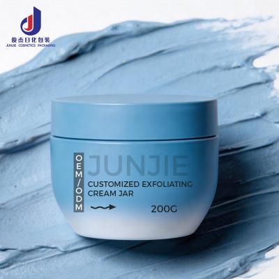 China Junjie Custom Blue Pink 200g 250g 400g Wide Mouth Bowl Shape PE PET Plastic Cosmetic Face Body Scrub Butter Container Jar for sale