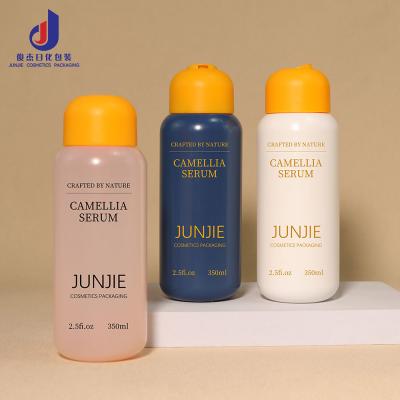 China Pink White Cute 350ml 280ml Plastic Soft Touch Body Lotion Hair Conditioner Shower Gel Shampoo Bottle Squeeze Bottle With Flip Cap for sale