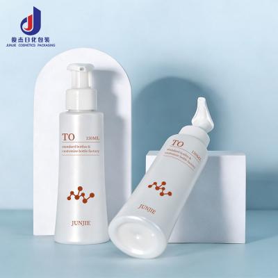 China 120ml Popular Shinny White Foam Pump Bottle Plastic PET Face Cleanser Refillable Bottle Set Liquid Lotion Cream Pump Bottle for sale