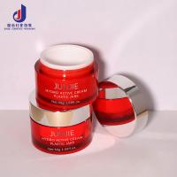 China High Quality in Stock Acrylic Cosmetic Jar 50g Double Wall Plastic Clear Red Comes with Electroplated Silver Screw Top Lid for sale