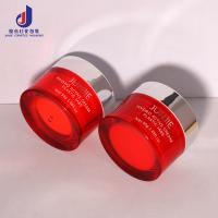 China High Quality in Stock Acrylic Cosmetic Jar 50g Double Wall Plastic Clear Red Comes with Electroplated Silver Screw Top Lid for sale