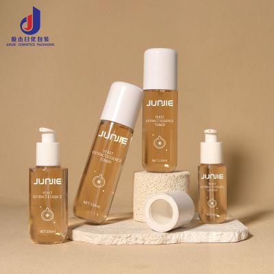 China Custom 100ml 150ml Cosmetic Bottle Skincare Packaging Set PET Lotion Makeup Cosmetic Package Pump Bottle with Pump Head for sale