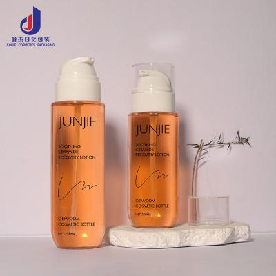 China Custom Logo 200ml 250ml White Clear Thickened Bottle With White Lotion Pump For Body Oil Shampoo Conditioner for sale