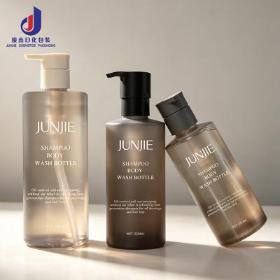 China Luxury Cosmetic Packaging 500ml PET Plastic Shampoo Bottle Liquid Hand Wash Body Lotion Frosted Pump Bottles for Skin Care for sale