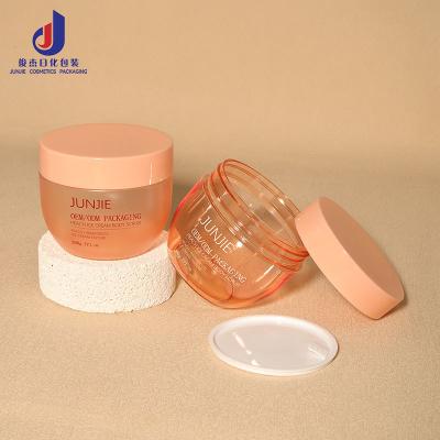 China Custom Logo 200ml PET Round Bottom Cream Jars with Lid Skin Care Plastic Jars for Baby Vream Scrub Body Butter Jar for sale