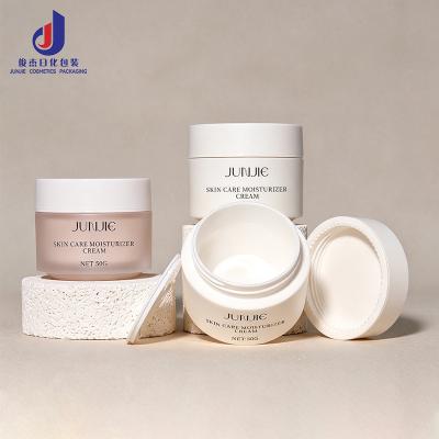 China Wholesale Custom 50ml Amber Gold Skincare Cream Jar, Empty Cosmetic Container with White Lid for Face Skin Care for sale