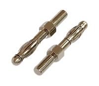 China Customized Size 4mm Male Banana Plug Connector With Gold And Threaded Shroud Guaranteed for sale