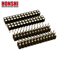 China 2.54mm Dual Row PCB H3.0mm 7.4mm Straight Brass Machined Round Female Header Connector for sale