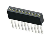 China 1.27mm Machined Female Header H4.1 Round Single Row Right Angle Pin Header Female for sale