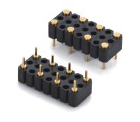 China 5.08mm Pitch Pogo Pin Connector Dip Type Female 8 Pin 4.0mm Three Row Spring Loaded for sale