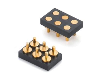 China 2.54mm Pitch Female 6 Pin PCB Connector Spring Loaded Pogo Pin Connector Smt Type for sale