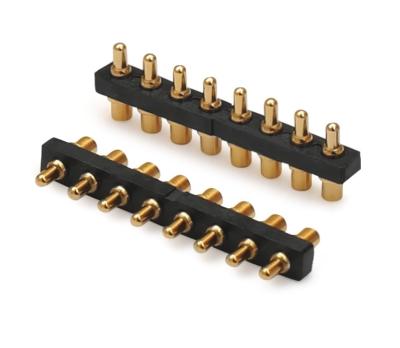 China 2.54mm Pitch Pogo Pin Connctor Spring 8pin H1.5mm SMT Type Gold Plated Brass Connector for sale