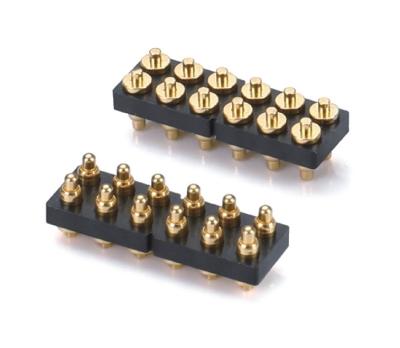 China 2.54mm H3.5mm 12pin Male Pogo pin connector Dual Row black Plastic Straight Dip pcb for sale