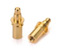 China Male Solder 9.5mm Pogo Pin Connector Brass 3.2mm Heigh Spring Loaded Gold Plated for sale