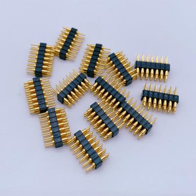 China Customized 2.0mm Pitch Brass Pogo Pin 2row 14Pin Spring Loaded Connectors Male Gender for sale