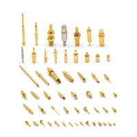 China Male Through Hole Type Spring Loaded Pin Connector Brass Pogo Pin 120g Spring Force for sale