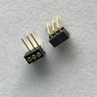 China 1.27mm 3pin Right Angle Dip Type Brass Spring Loaded Magnetic Pogo Pin Connector for sale