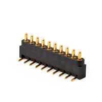 China 2.54mm pitch 10pin Right Angle Male Brass Spring Loaded Magnetic Pogo Pin Connector for sale