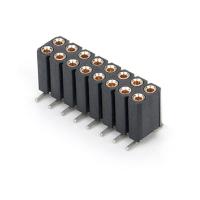 China 2.54mm Dual Row H7.0mm SMT PCB Brass Machined Round Female Header Connector PA6T Black for sale