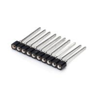 China 2.54mm Dual Row H7.0mm SMT PCB Brass Machined Round Female Header Connector PA6T Black for sale