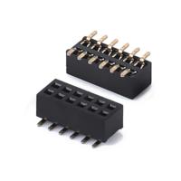 China 1.0 Female Header Dip Double Row Straight PA6T Black 2pin-100pin Board To Board connector for sale