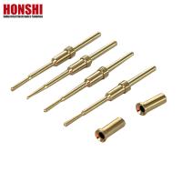 China 2.32mm Circular Connector Crimp Contacts Female Brass Pin Gold Plated Connector Pin for sale