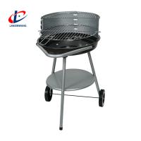 China Backyard Custom Round Charcoal Grill with Storage Rack Wheels for sale