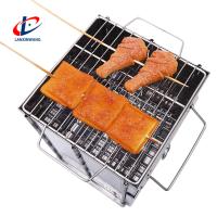 China Custom Folding Stainless Steel Barbecue Grill for Outdoor Wood Fired Cooking for sale