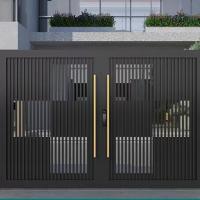 China Chinese Square Powder Coated Aluminium Sliding Gates / Black Aluminum Fence Gate for sale