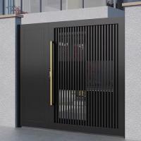 China Chinese Square Powder Coated Aluminium Sliding Gates / Black Aluminum Fence Gate for sale