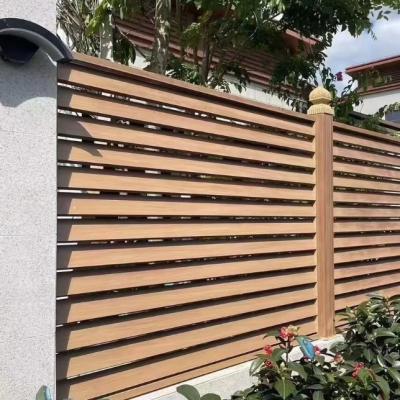 China 4 feet 6 feet Vertical Aluminium Slat Fencing  / Black Aluminum Fence White Gray Or Wood Grain for sale