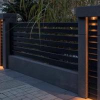 China 4 feet 6 feet Vertical Aluminium Slat Fencing  / Black Aluminum Fence White Gray Or Wood Grain for sale