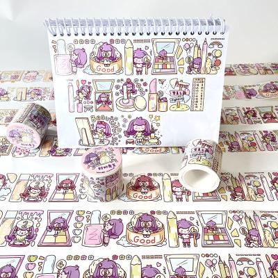 China High Quality Custom Factory Price New Design Cartoon Little Girl Label Scrapbook Stickers  Gift Washi Tape Sticker Roll for sale