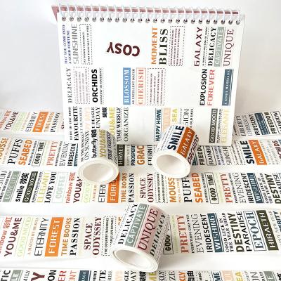 China Custom Glossy English Positive Sentence Washi Scrapbook Sticker Korean Cute Aesthetic Washi Tape Set Roll Wholesale for sale