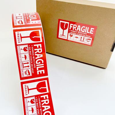 China Cheap Fragile Vinyl Sticker Shipping Warning Stickers Fragile Labels Roll for Package in Stock for sale