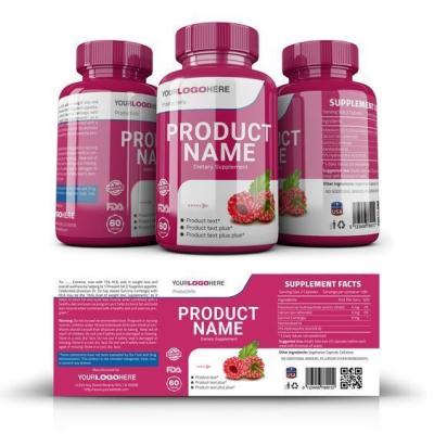 China Custom Waterproof Weight Loss Detox Pills Bottle Private Label Sticker Vitamins C  Sport Supplements Private Label Sticker for sale