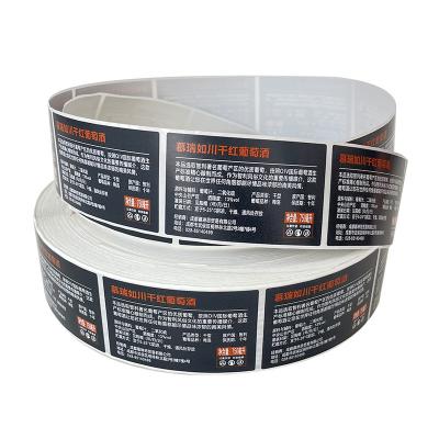 China Hot Sale Custom Design Vinyl Rectangle Coated Paper Whisky Bottle Label Sticker Black Specification Jar Labels Roll for sale