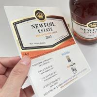 China Luxury Custom Degradable Gold Foil Embossed Logo Label Red Wine Champagne Glass Bottle Sticker Label for sale