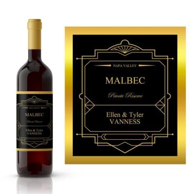 China Custom Private Gold Foil Logo Wine Glossy Bottle Label Design OEM Champagne Packaging Label Sticker for sale