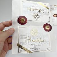 China Custom Texture Paper Champagne Labels Gold Foil Logo Wedding Party Red Wine Packaging Labels Sticker for sale