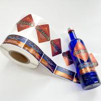 China Custom Printed Embossing Logo Wine Label Roll Sticker Metallic Waterproof Wedding Brandy Champagne Packaging Label for sale