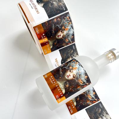 China Customized Printing Texture Paper Rose Gold Foil Perfume Bottle Container Adhesive Label Sticker Packaging for sale