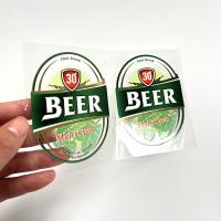 China Custom Private PET Transparent Clear Adhesive Black Beer Beverage  Packaging  Label Sticker Manufacture for sale