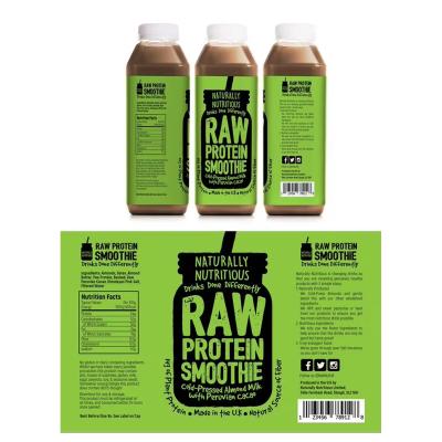 China Self-adhesive Waterproof 16oz Fresh Pressed Juice Labels Personalized Smooth Juice Bottle Packaging Label Sticker Roll for sale