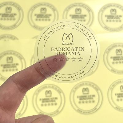 China Custom Uv Printed Clear Gloss Vinyl Adhesive Sticker Transparent Glossy Finish For Cosmetics Perfume Soap Shampoo With Custom Logo for sale