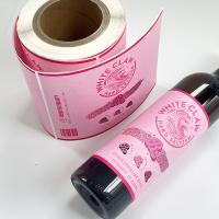 China Print Pink Color Synthetic Paper Logo Sticker Waterproof Soda Cans Juice Bottle Packaging Label Roll Custom for sale