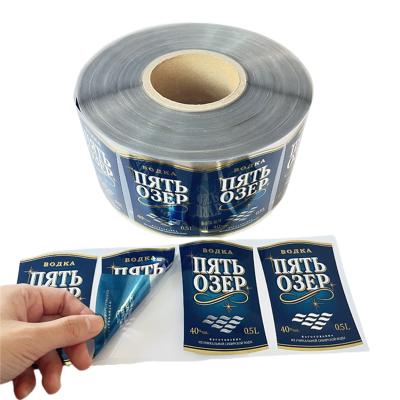 China Design Waterproof Double Sided Sticker Jar Labels Transparent Gold Foil Logo Water Bottle Clear Sticker Label Logo Roll for sale