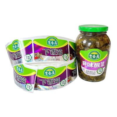 China Custom  Design Printing Logo Reflective Vinyl Sauce Canned Food Jar Labels Custom Hologram Seasoning Packaging Label Sticker for sale