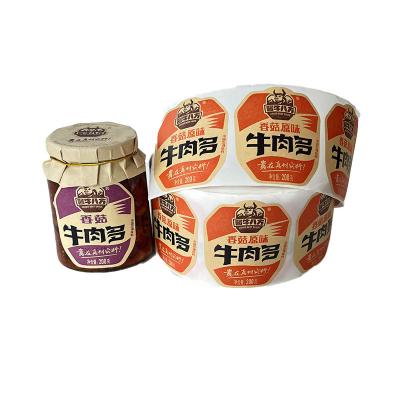 China Custom Shape  Size Biodegradable Kraft Paper Vinyl  Food Ingredient Private Label  16 OZ Sauce Glossy Jar Labels Sticker for sale